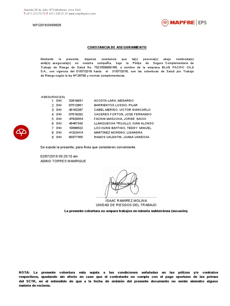 SCTR Julio 2018 | PDF