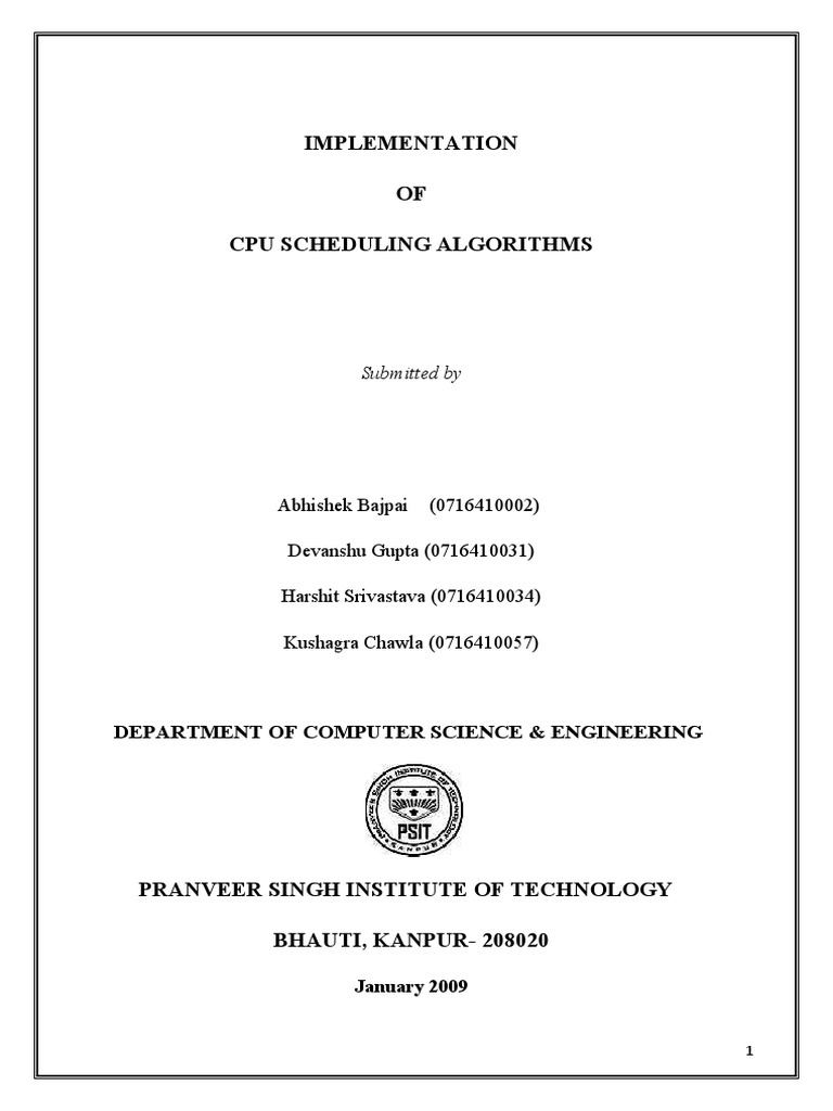 Cpu Sem 2010 REPORT | PDF | Scheduling (Computing) | Process (Computing)