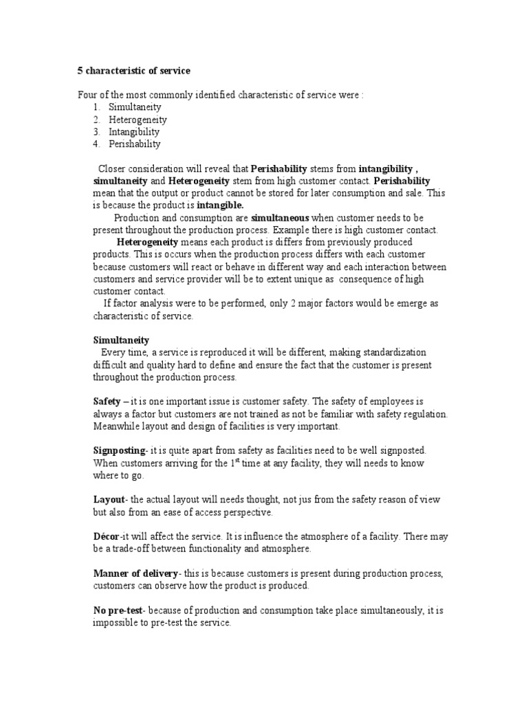 5 Characteristic of Service | PDF | Demand | Safety