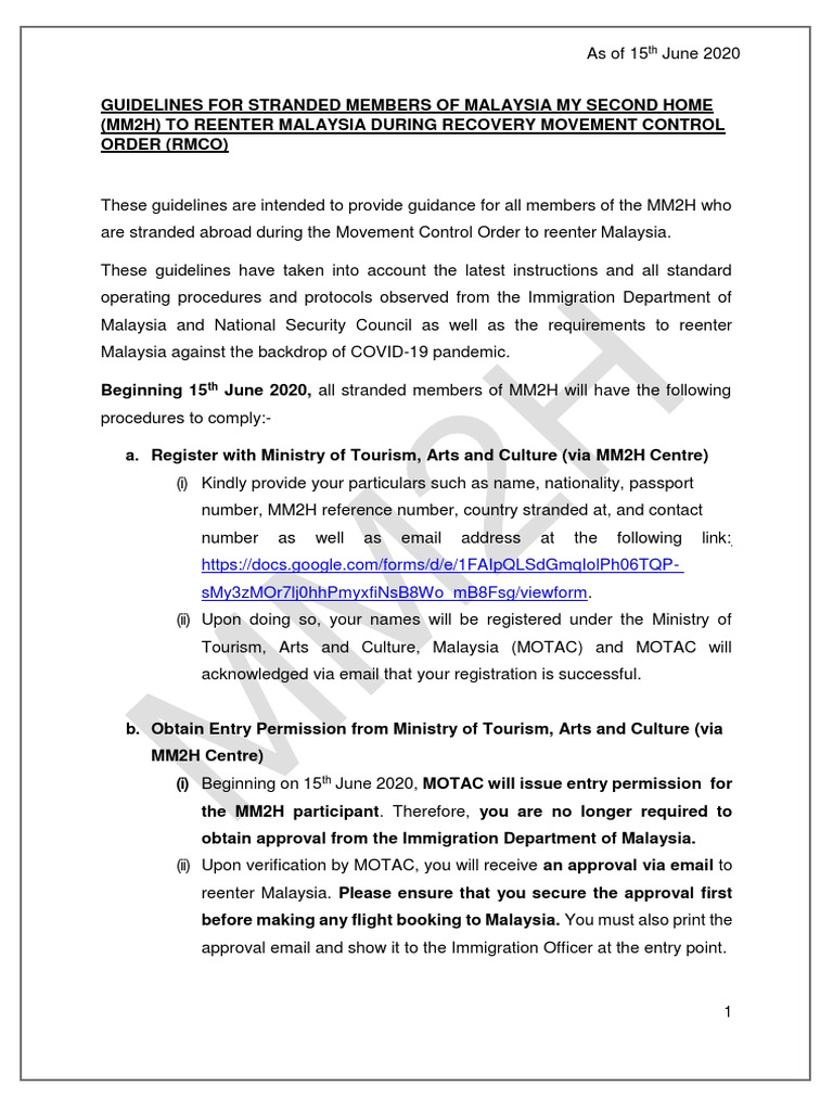 MM2H Guidelines Revised 15 June 2020 | PDF | Business | Wellness