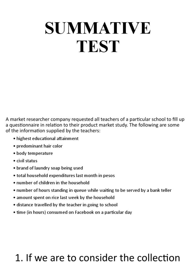 Summative Test | PDF | Quantitative Research | Consumer Price Index