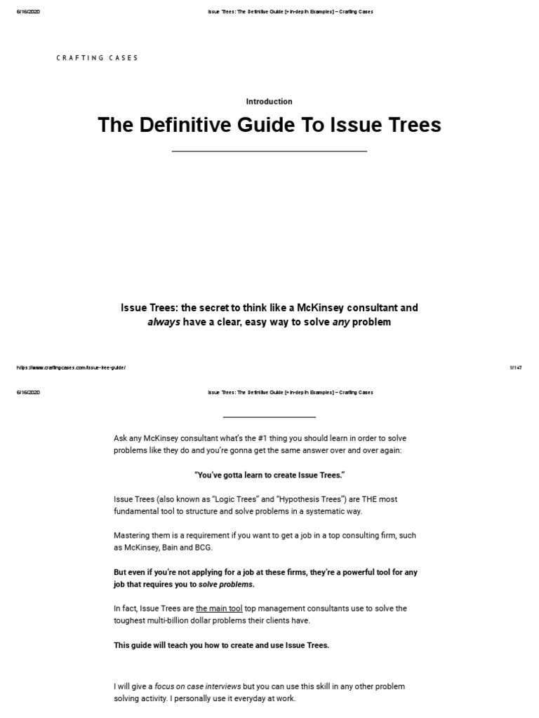 Mastering Issue Trees for Consultants | PDF | Hypothesis | Business