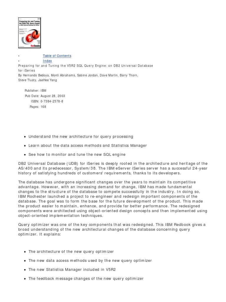 Ibm Redbooks Preparing For And Tuning The V5r2 S Pdf Ibm System I Databases