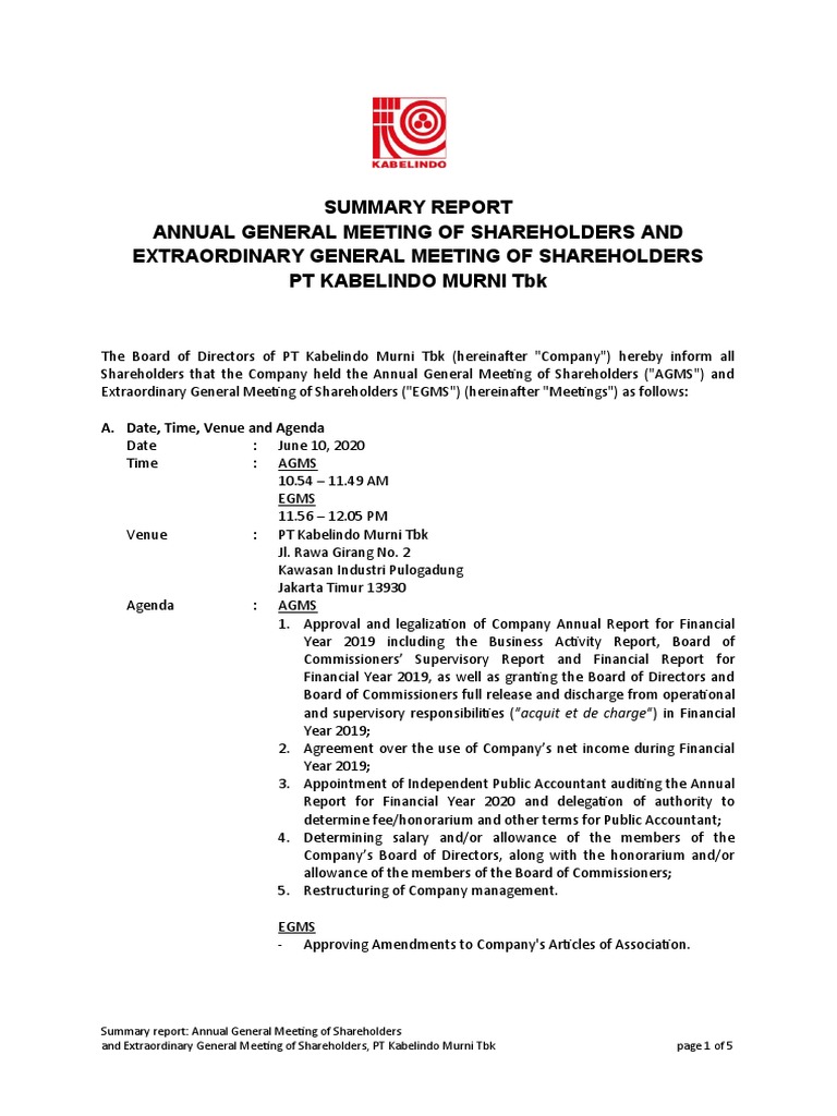 Pengumuman Hasil RUPS Eng 2020 | PDF | Certified Public Accountant | Accounting