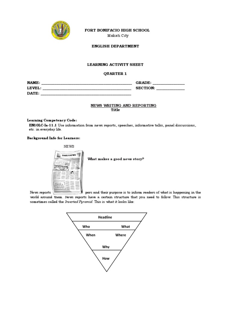 Learning Activity Sheet 1 (1st Quarter) | PDF | News | Communication