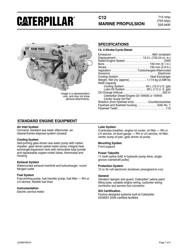 Specifications: C12 Marine Propulsion | PDF | Horsepower | Engines