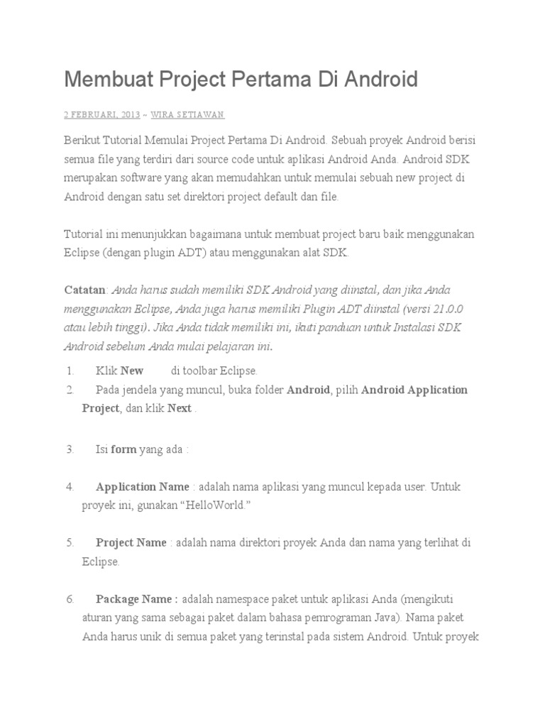 Membuat Project Pertama di Android | PDF
