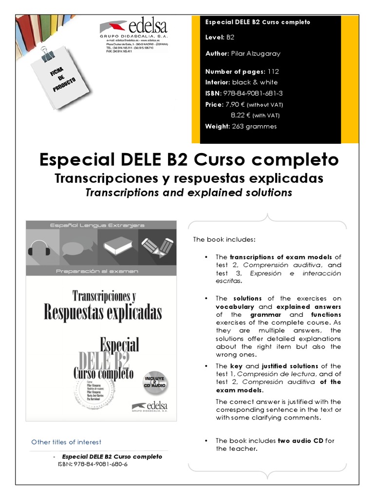 DELE B2 exam transcription and solution guide | PDF | Tests | Behavior ...