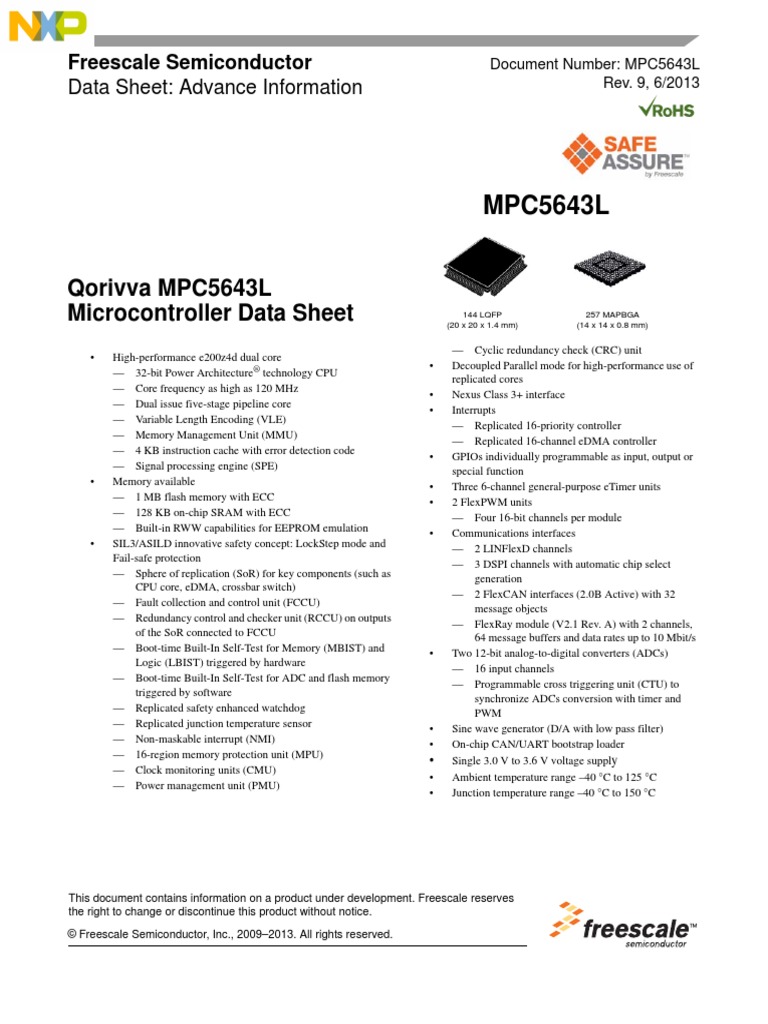 MPC5643L | PDF | Microcontroller | Flash Memory