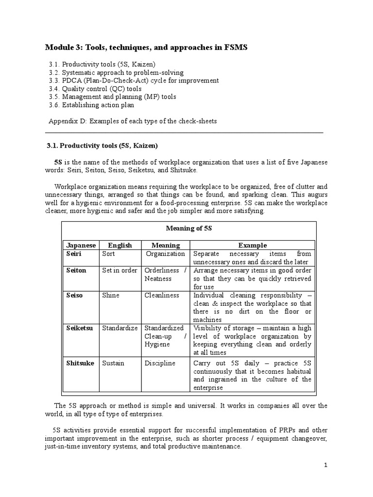 Module 3 Tools, Techniques, and Approaches in FSMS | PDF | Correlation ...