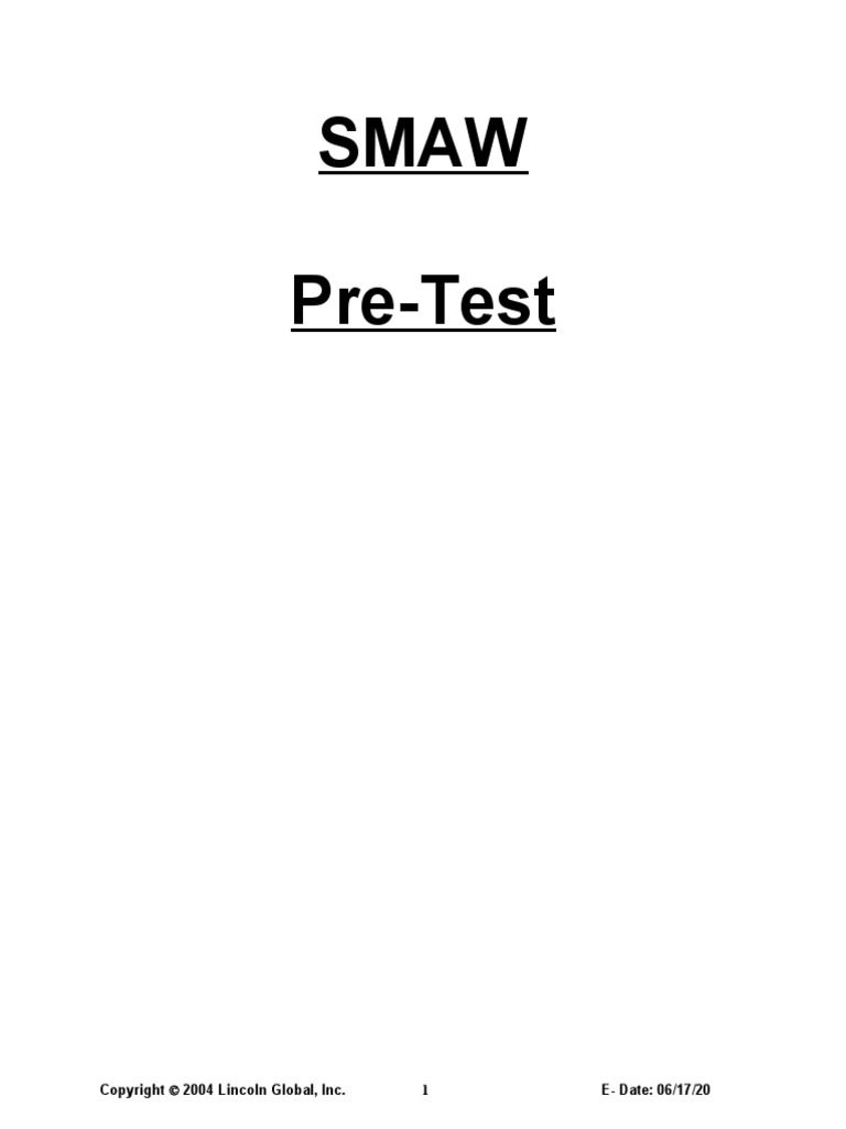 SMAW Pretest1 | PDF | Technology & Engineering