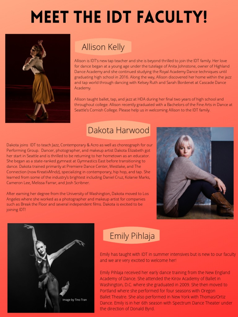Meet The Idt Faculty!: Allison Kelly | PDF | Ballet | Dances