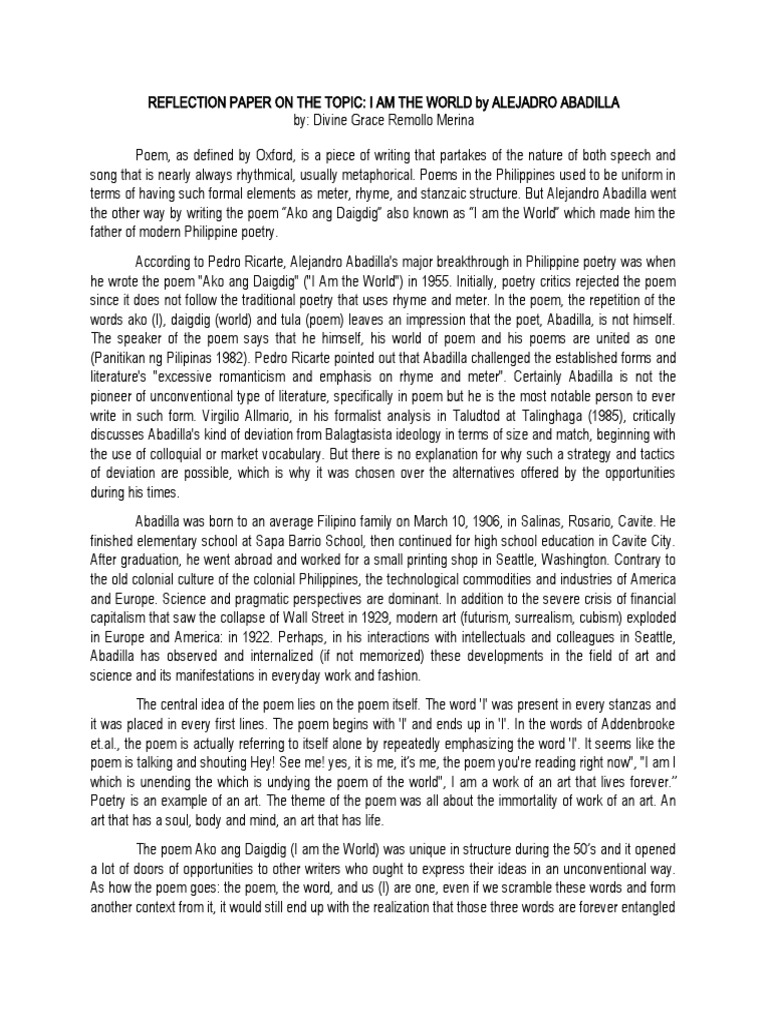 I Am The Universe by Alejandro Abadilla | PDF | Poetry