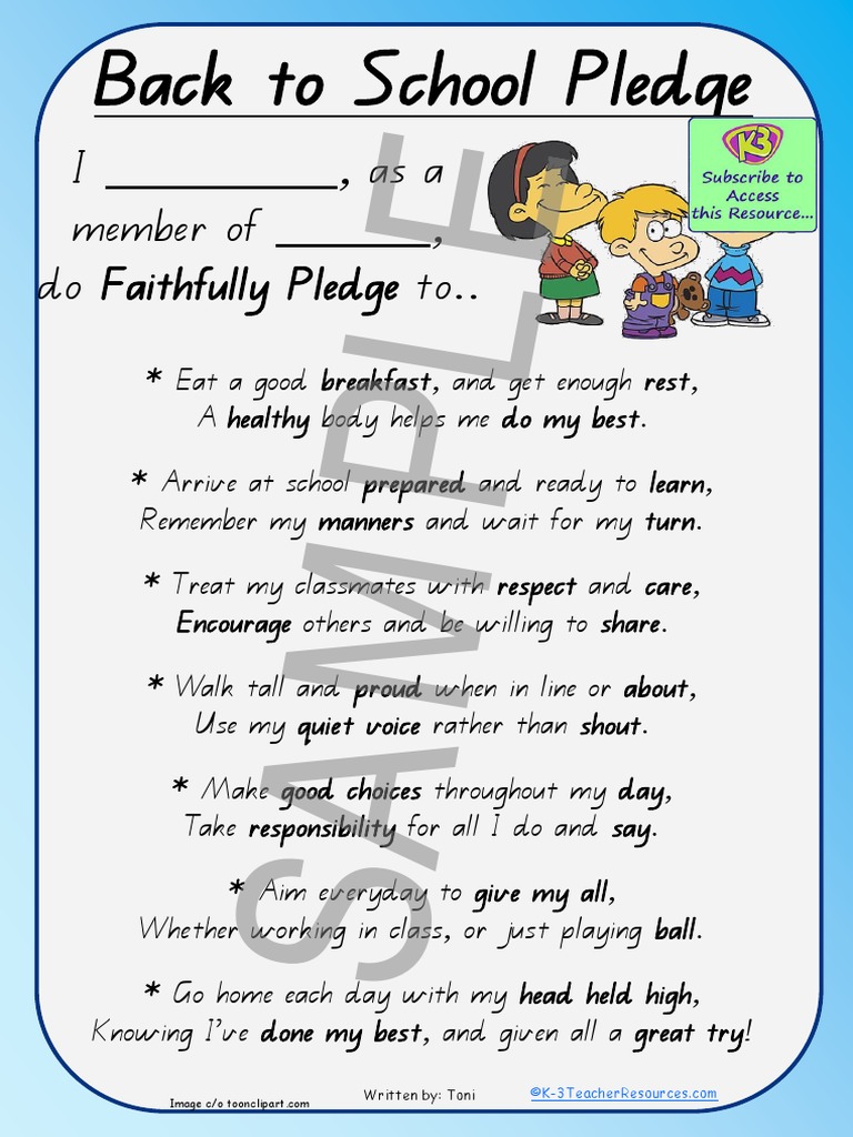 Back To School Pledge A4 QLD SAMPLE | PDF
