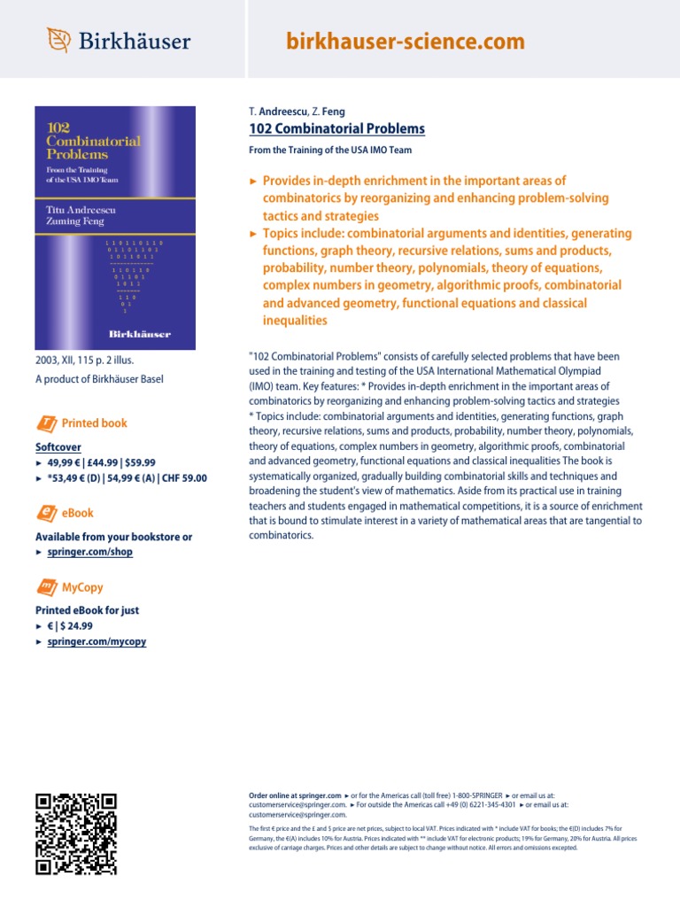102 Combinatorial Problems: Printed Book | PDF | Combinatorics ...