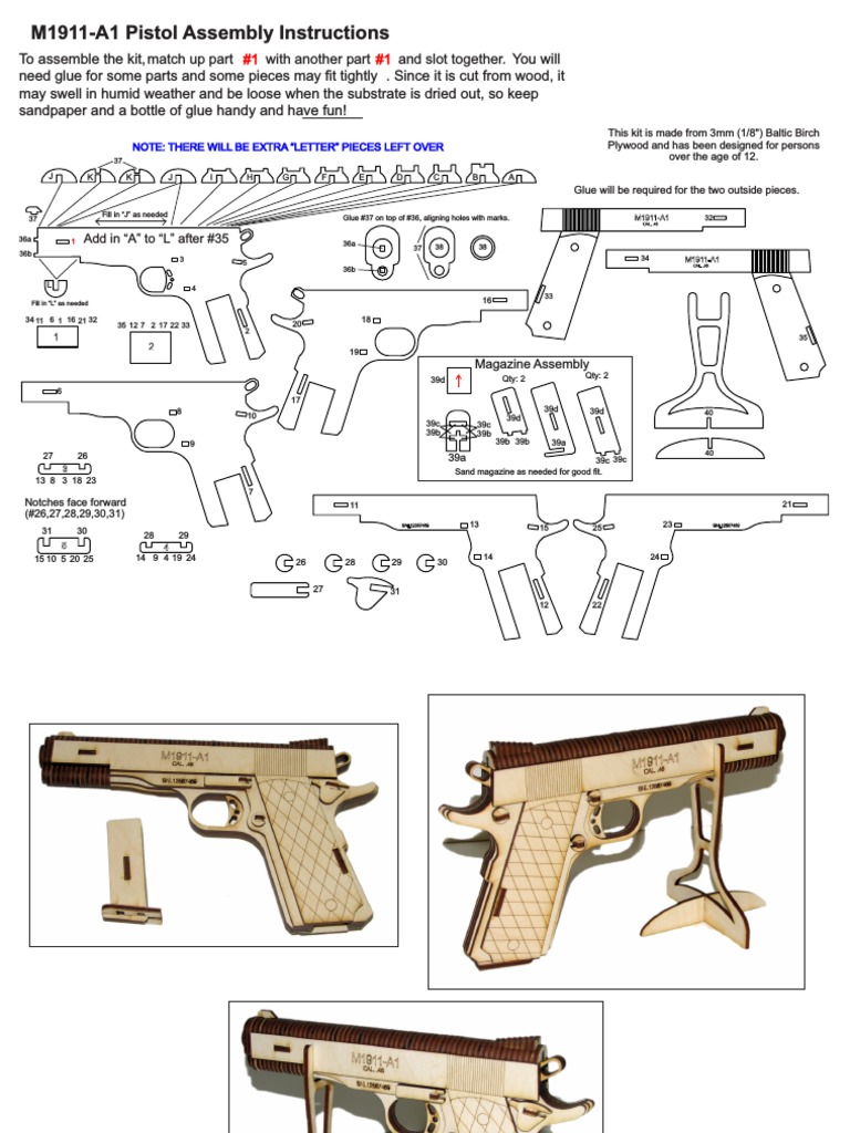M1911-A1 Pistol Assembly Instructions: Match Up Part With Another Part ...