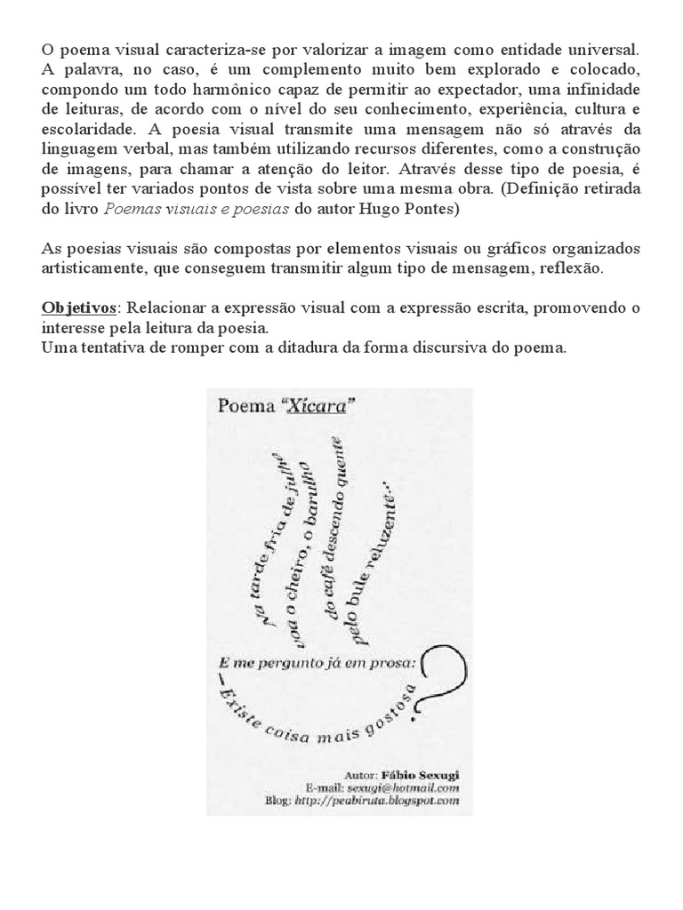 A poesia visual como forma de expressão artística que valoriza a imagem ...