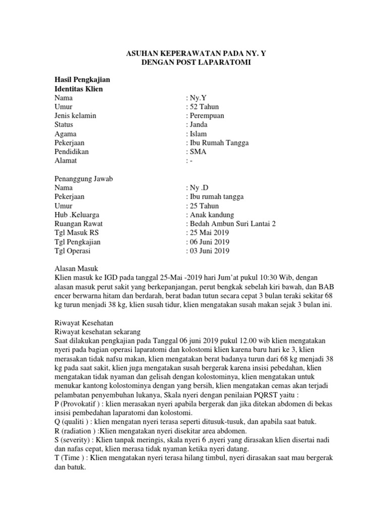 Soal Kasus Post Laparatomi Stase KMB Dalam | PDF | Kesehatan Holistik