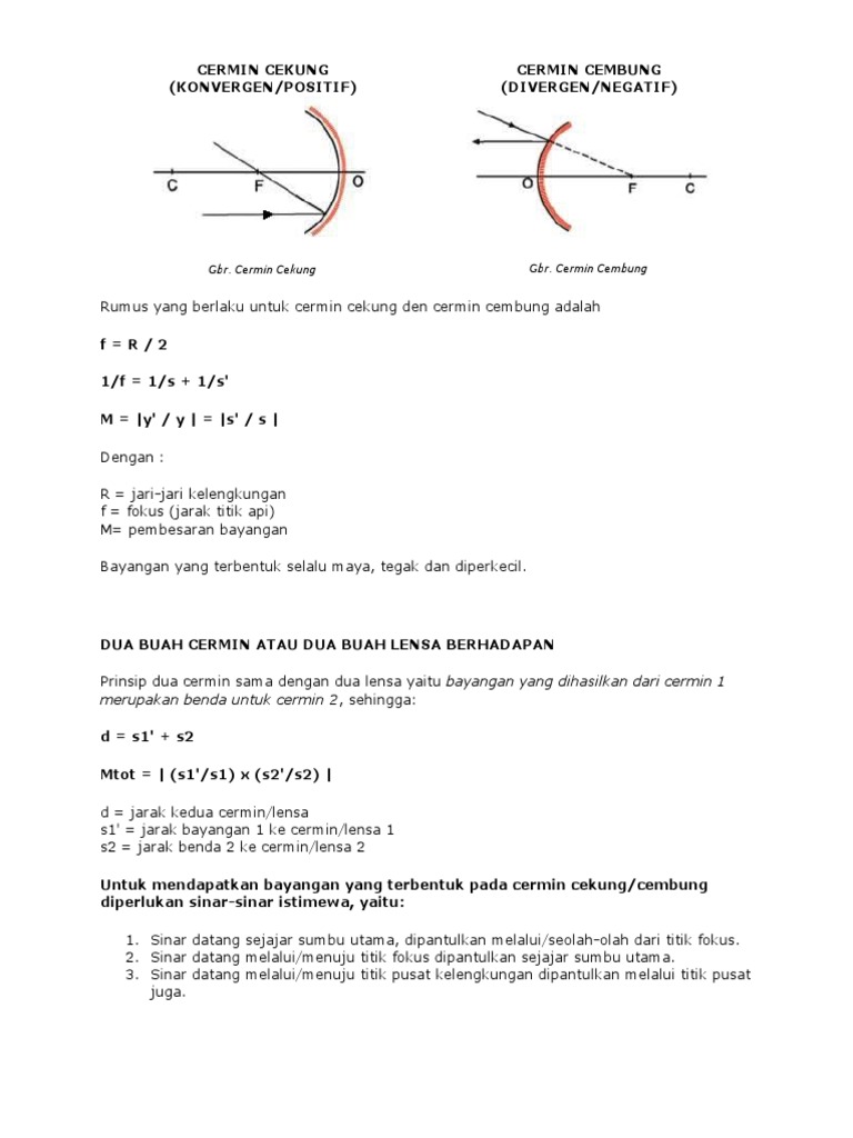 Sifat dan Rumus Cermin Cekung-Cembung | PDF