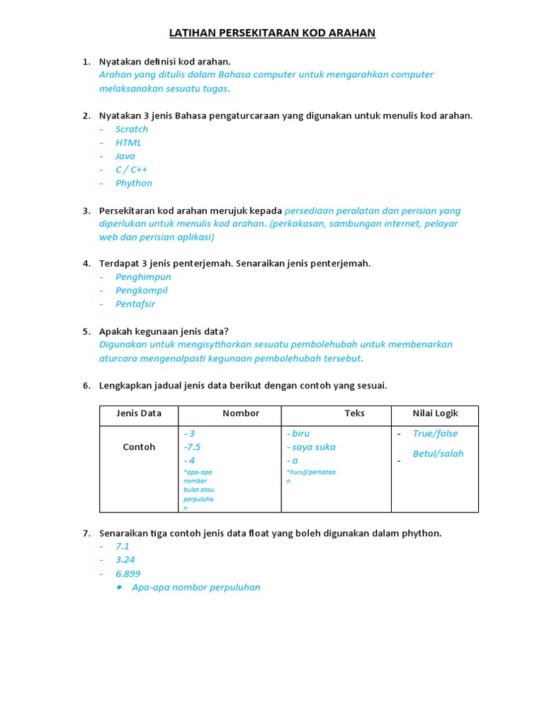 Latihan Persekitaran Kod Arahan | PDF