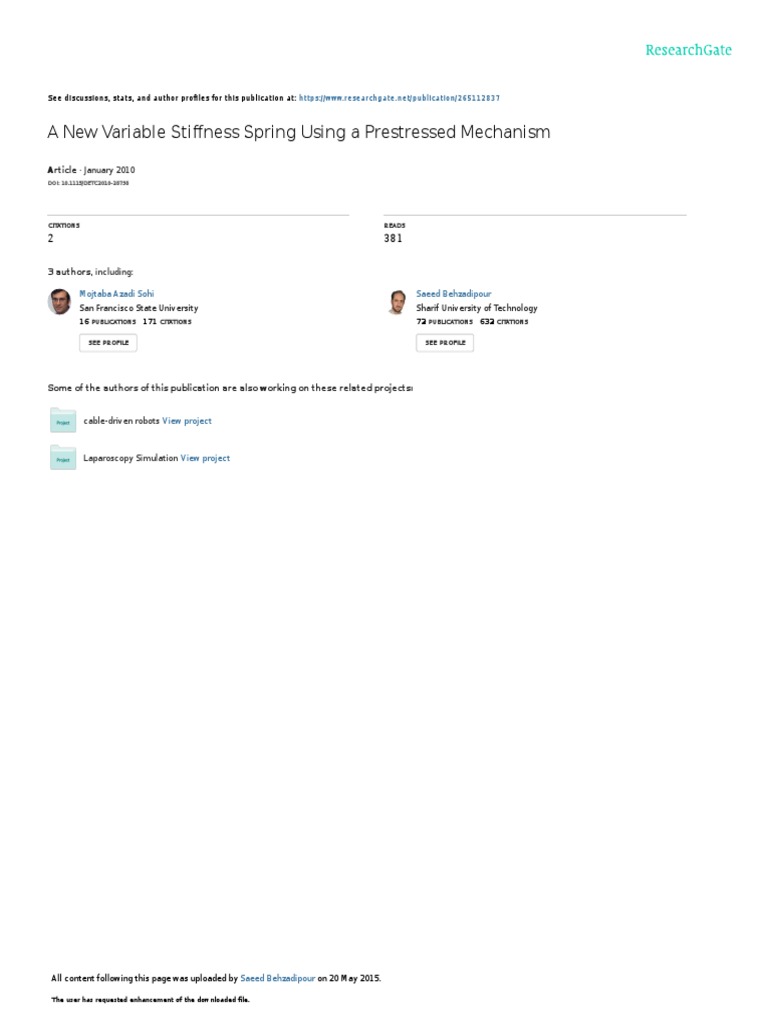 A New Variable Stiffness Spring Using A Prestressed Mechanism | PDF ...