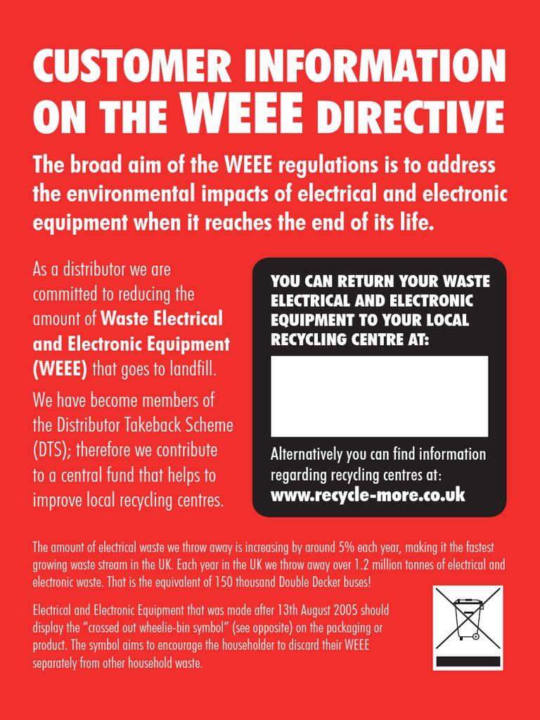 WEEE Poster Customer Information On The WEEE Directive | PDF | Home ...