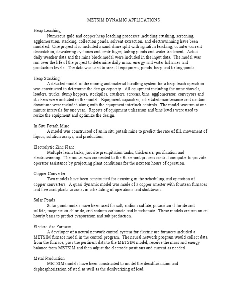 6010 Metsim Dynamic Applications | PDF | Mining | Metals
