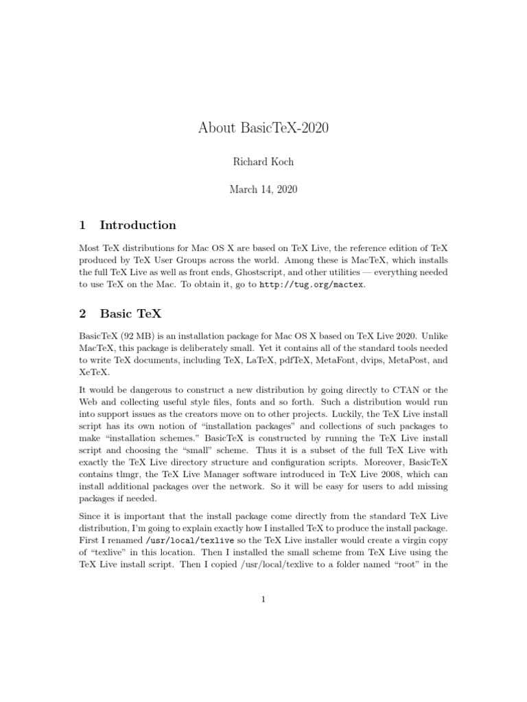 About Basictex-2020: Richard Koch March 14, 2020 | PDF | Te X | Digital Typography