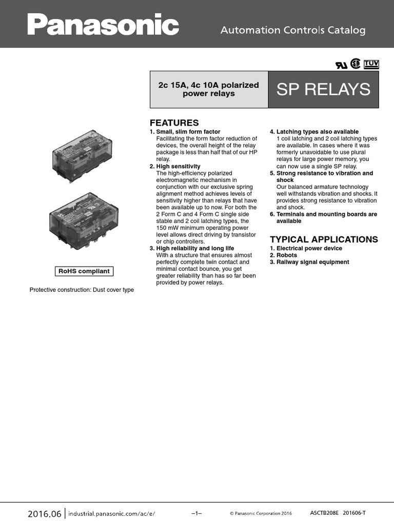 SP Relays: Features | PDF | Relay | Alternating Current