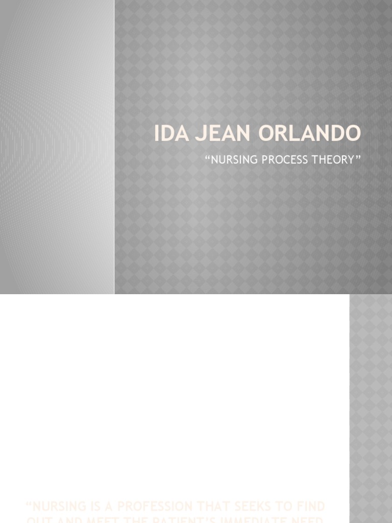 Ida Jean Orlando: "Nursing Process Theory" | PDF | Nursing | Psychiatry