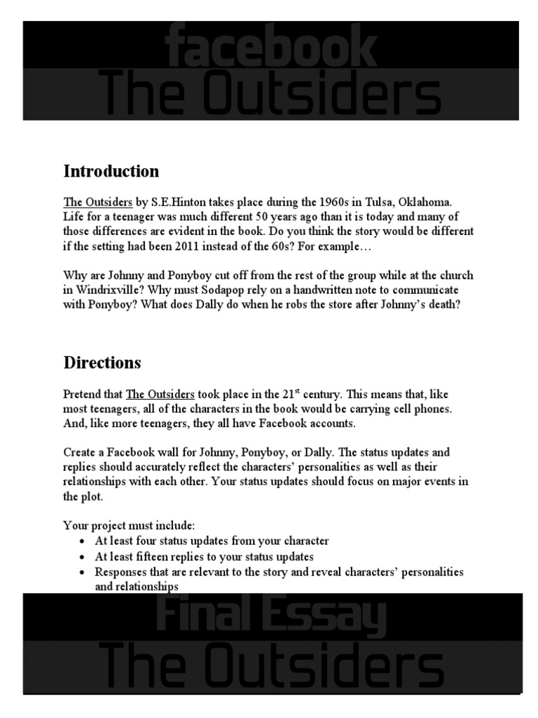 The Outsiders Facebook Project | PDF