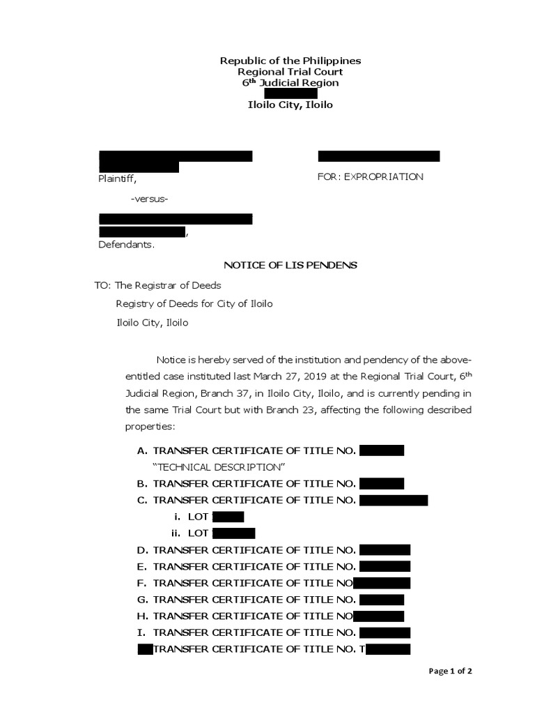 Notice of Lis Pendens PDF | PDF | Title (Property) | Property Law