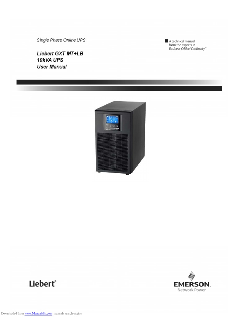 Liebert GXT MT+LB 10kVA UPS User Manual: Single Phase Online UPS | PDF | Power Inverter ...