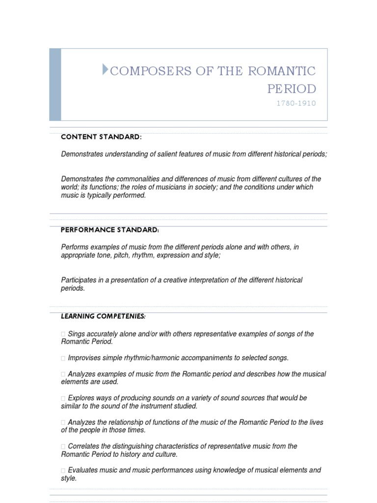 Q2composers of The Romantic Period | PDF | Franz Liszt | Pyotr Ilyich ...