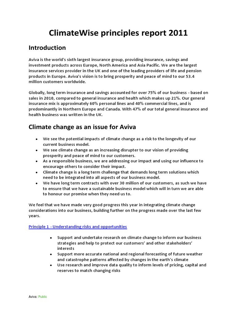 ClimateWise Principles Report 2011 | PDF | Sustainability | Insurance