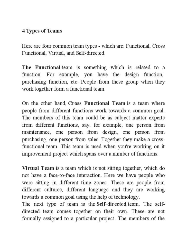 Types of Teams | PDF | Employment | Business