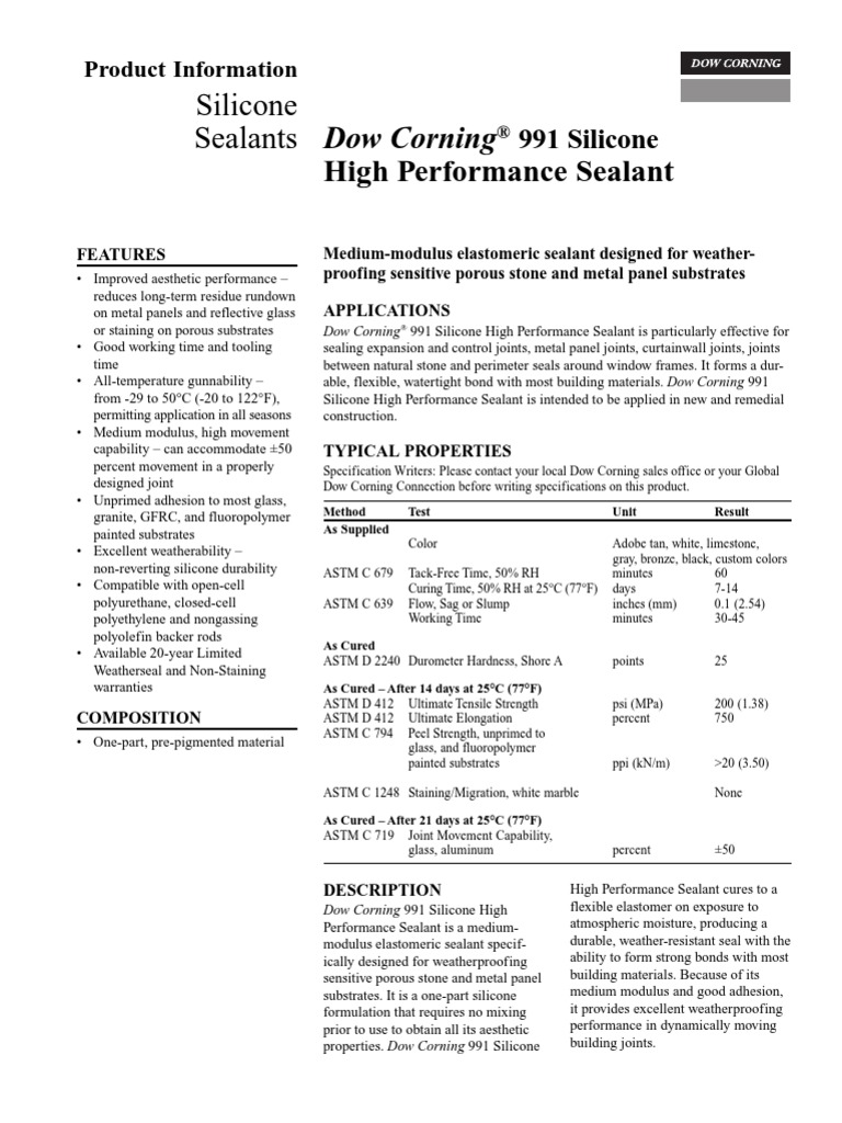 Silicone Sealants: High Performance Sealant | Download Free PDF ...