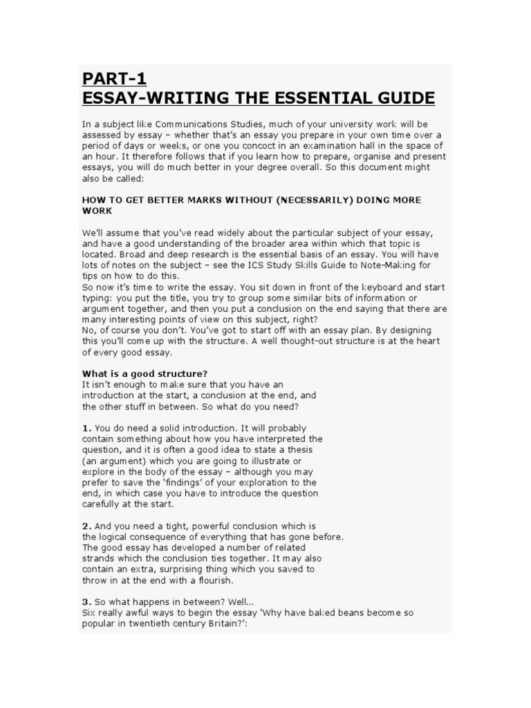 PART-1 Essay-Writing The Essential Guide: How To Get Better Marks ...