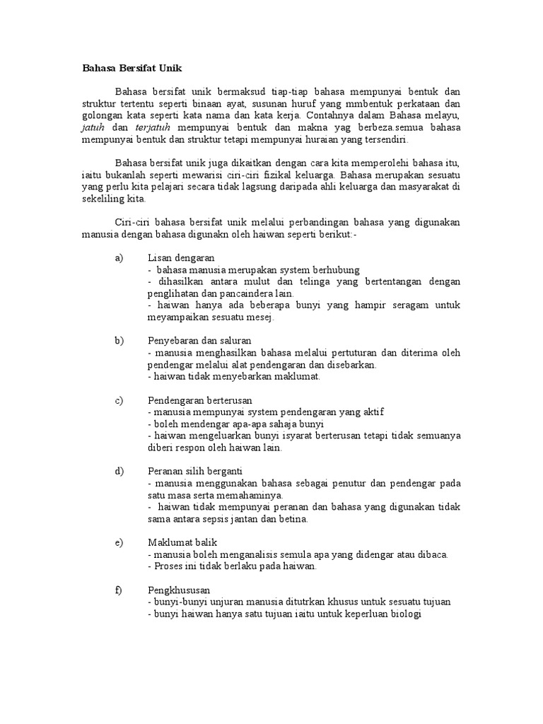 Bahasa Bersifat Unik | PDF