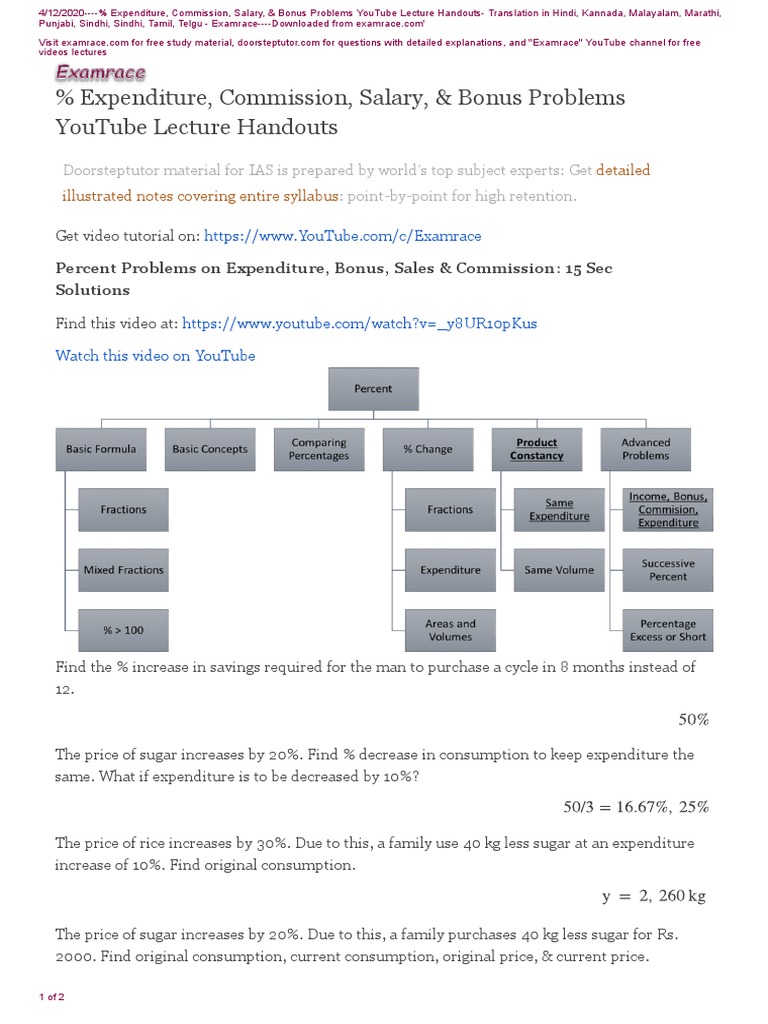 Exam Prep: Percent Problems Guide | PDF | Economies | Business