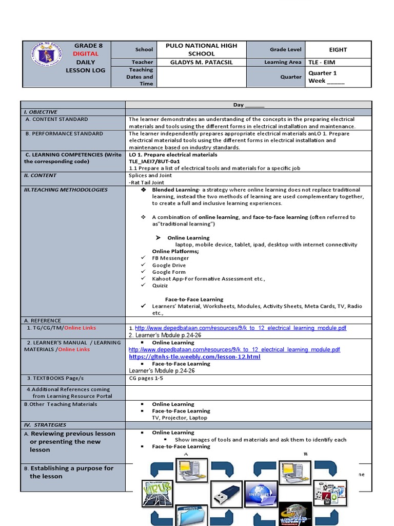 Blended Learning Lesson Plan on Preparing Electrical Materials and ...