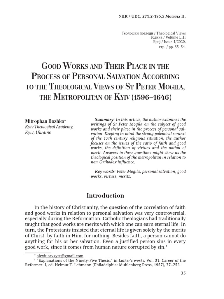 3 - Good Works and Their Place in The Process of Personal Salvation ...