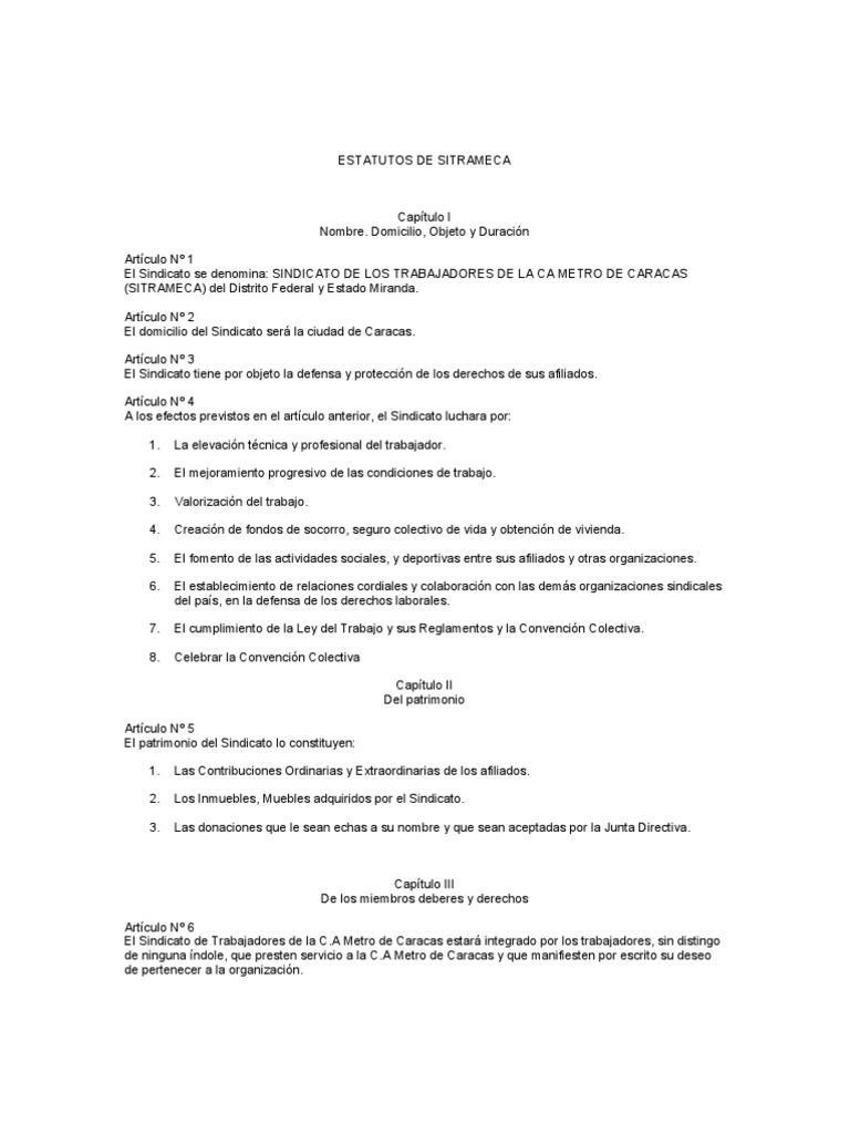 Estatutos de Sitrameca | PDF | Junta Directiva | Sindicato