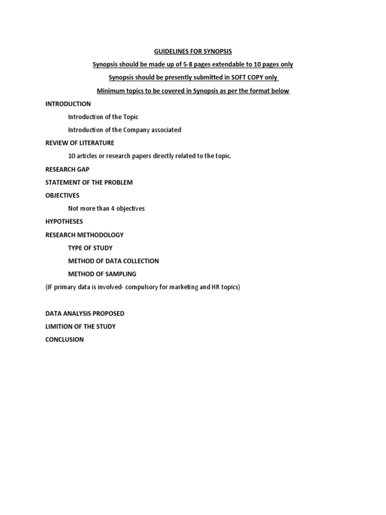Guidelines For Synopsis | PDF