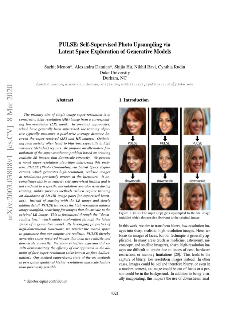PULSE: Self-Supervised Photo Upsampling Via Latent Space Exploration of ... PULSE: Self-Supervised Photo Upsampling Via Latent Space Exploration of ...