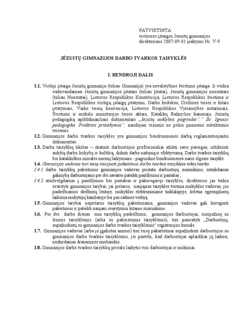 Darbo Tvarkos Taisykles