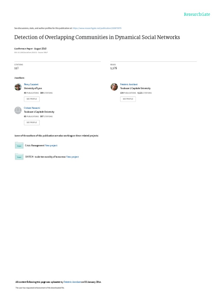 Detection of Overlapping Communities in Dynamical Social Networks: A New Algorithm for ...