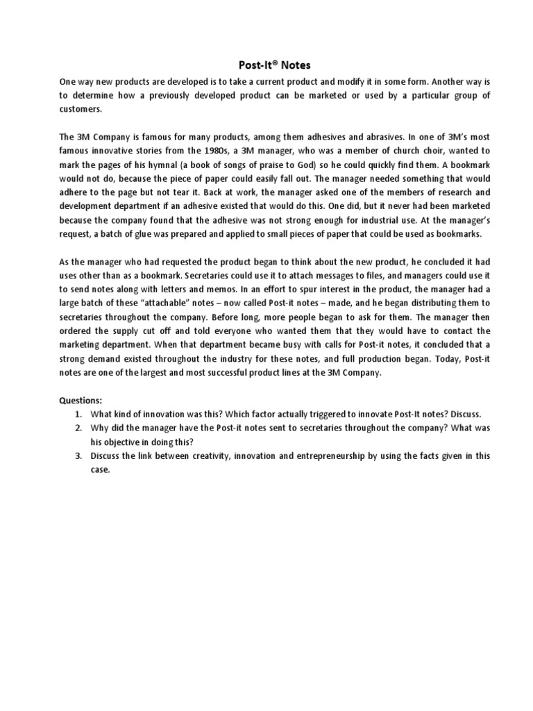2.1 Case Study - Post-It Notes | PDF | Adhesive | Business