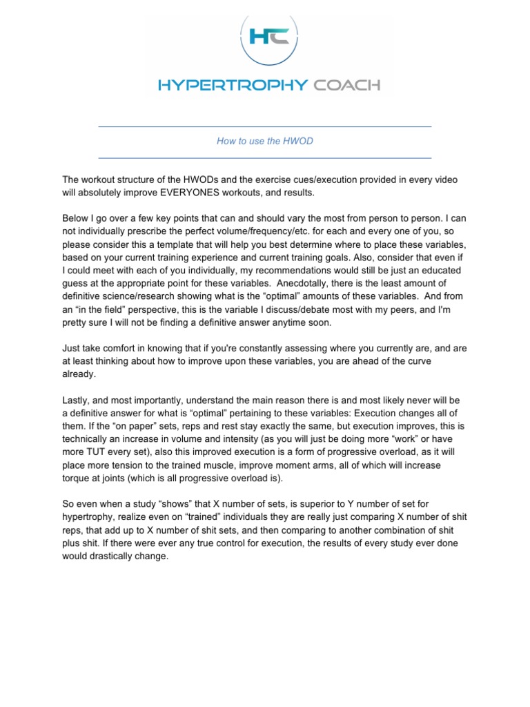 Hypertrophy Coach - How-To-Use-The-Workouts | PDF | Muscle