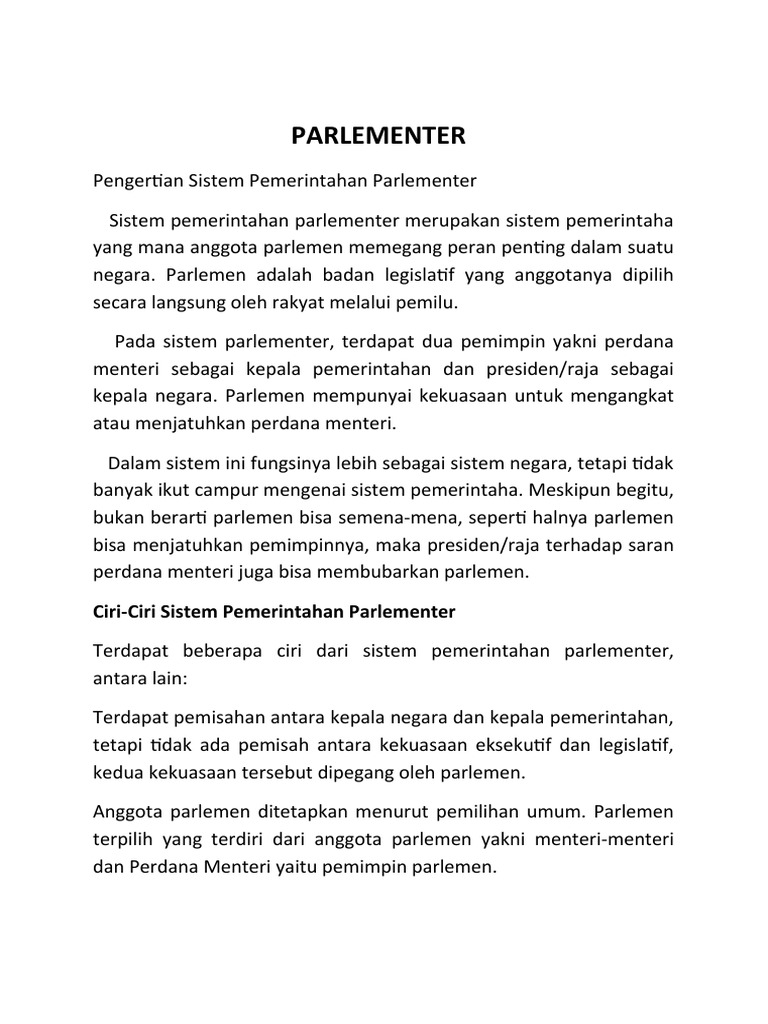 Sistem Parlementer | PDF